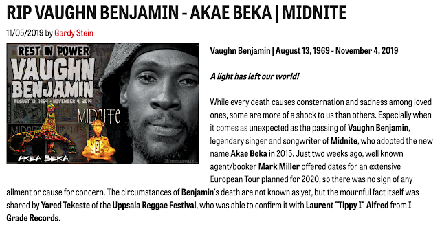 free to find truth: 83 | Vaughn Benjamin, frontman for Midnite, dead 83 ...