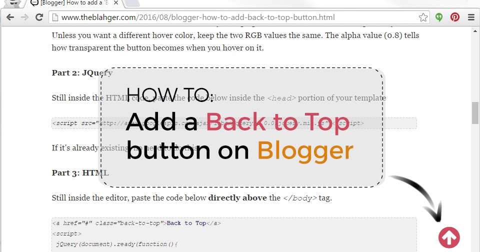 How to add a 'Back to Top' button on your blog with smooth scrolling ...
