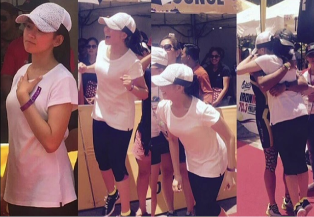 Sarah Geronimo gave Matteo a victory hug and kiss after the triathlon!