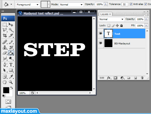 Tip.maxlayout.com: Photoshop: อักษรเงาสะท้อน (Photoshop Text Reflection)