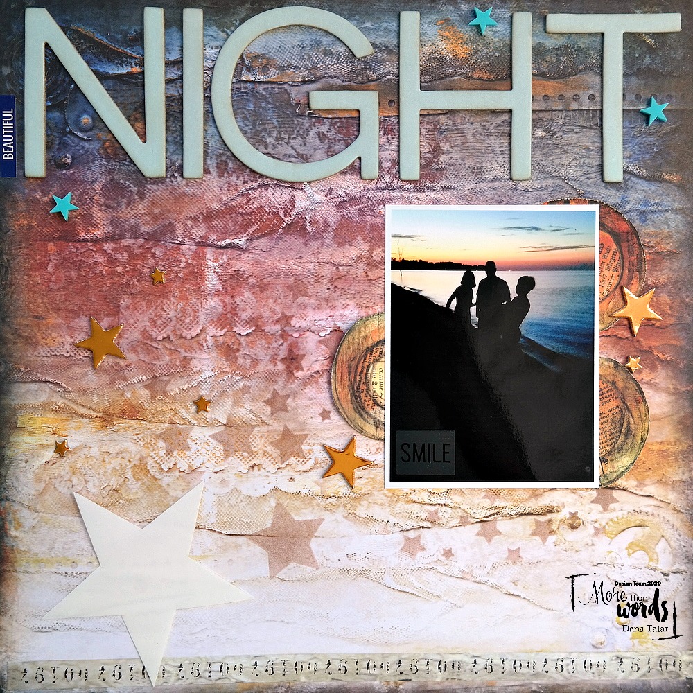 Beautiful Night Scrapbook Layout - More Than Words Challenges