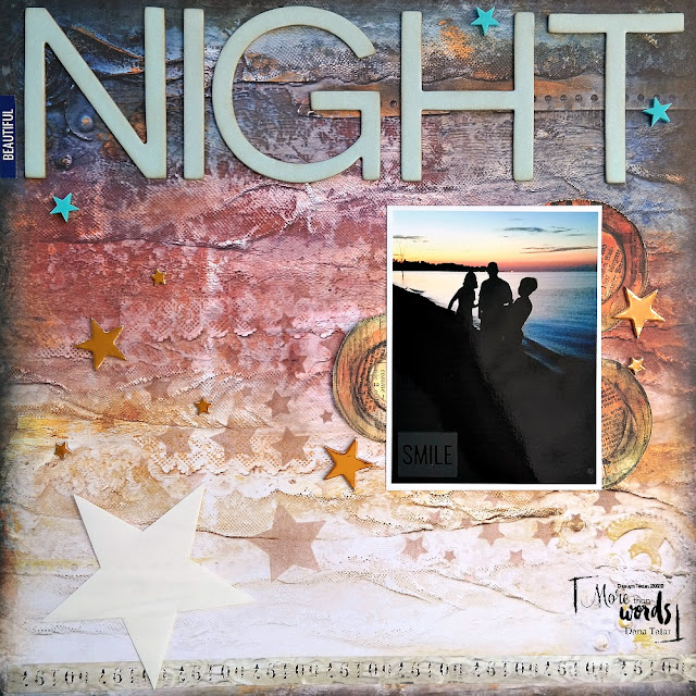 Beautiful Night Scrapbook Layout - More Than Words Challenges