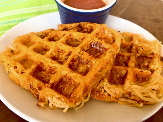 Cheesy Pasta Waffles