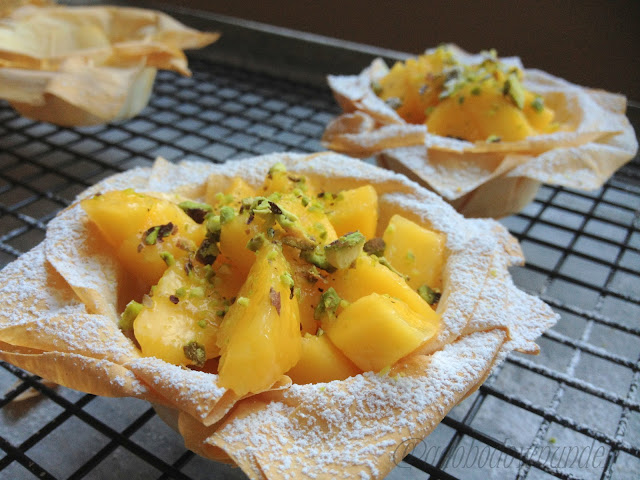 adobo down under: Mango filo pastry with pistachios