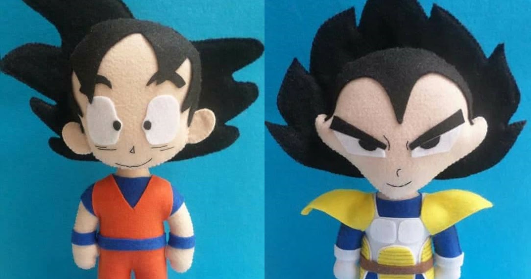 Molde Goku e Vegeta em feltro Imprimir molde para feltro dos ...
