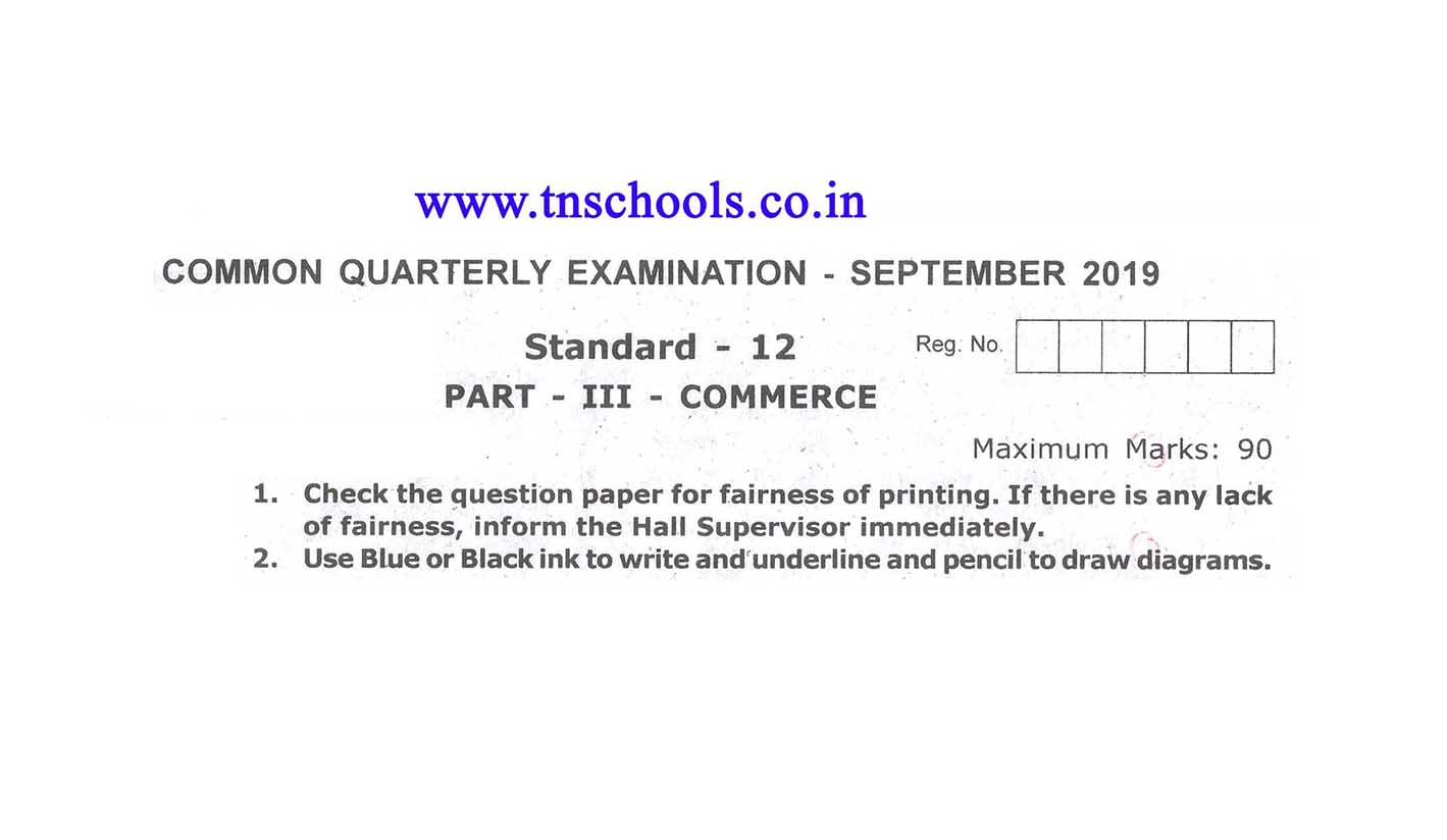 12th std Commerce - Quarterly exam original question paper with Answer ...