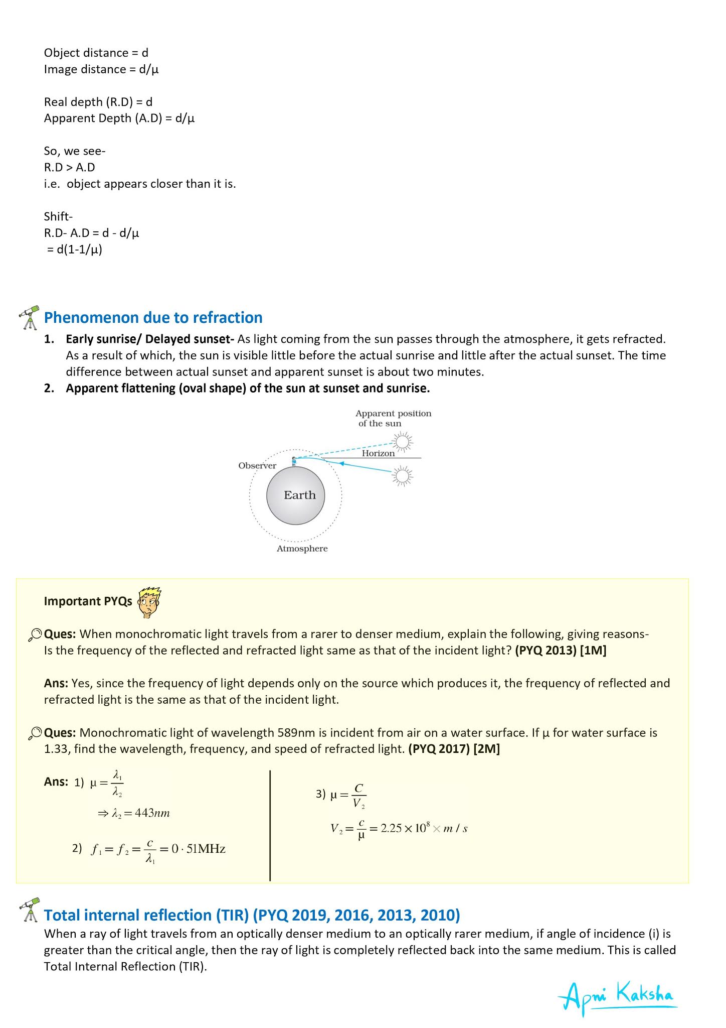 Class 12 Physics Chapter 9-Ray Optics And Optical Instruments Notes PDF ...