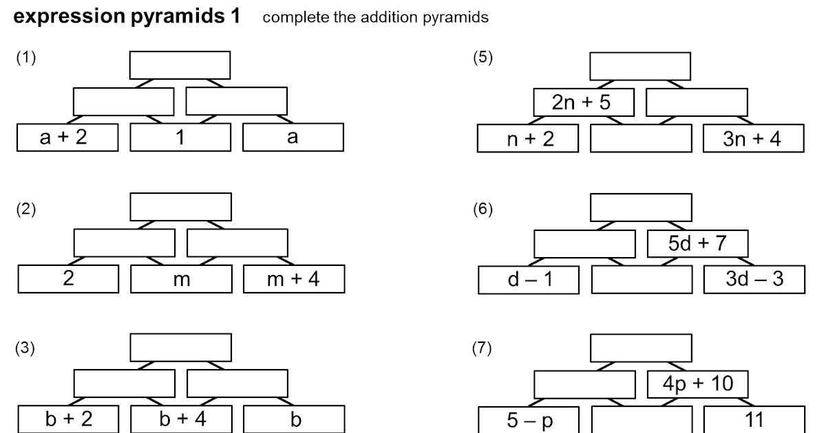 MEDIAN Don Steward mathematics teaching: expression pyramids with 'n'