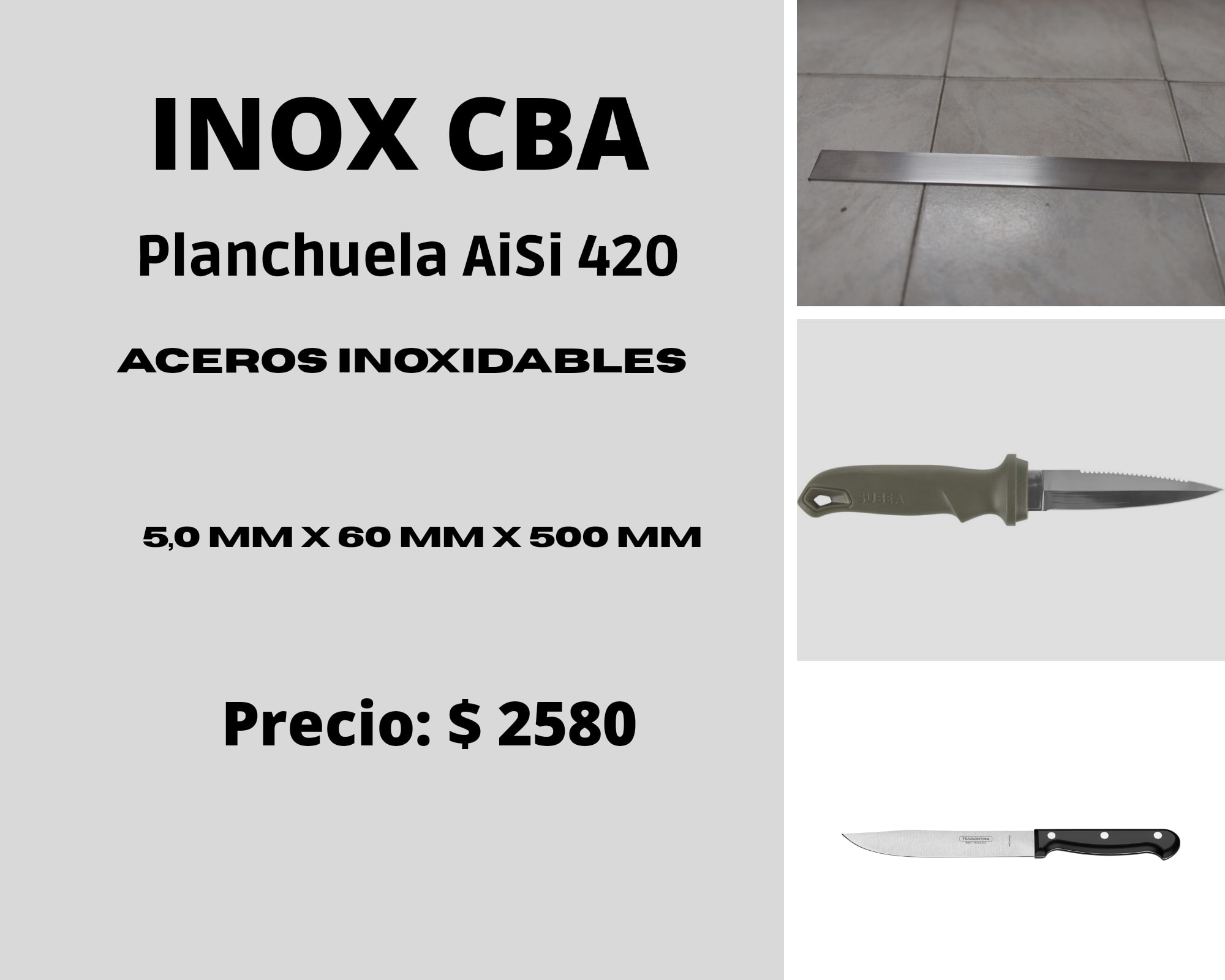 Disponemos de Aisi 420 acero inoxidable para cuchilleria.