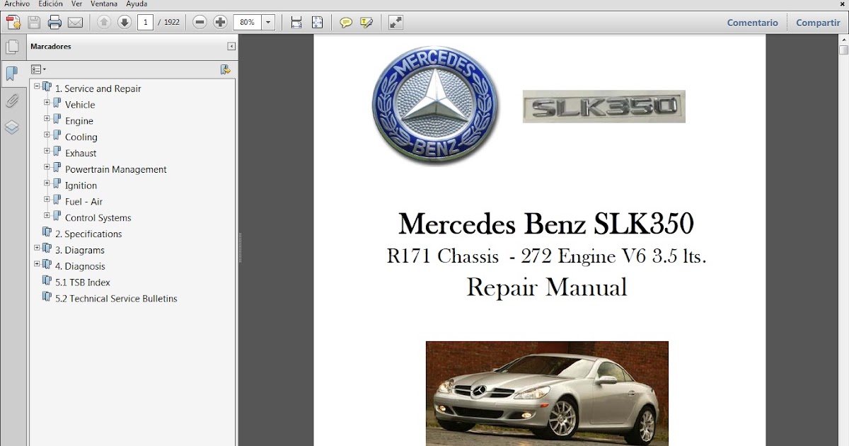 Manuales de Taller de MERCEDES BENZ: MERCEDES BENZ SLK350 R171 motor M272 V6 3.5