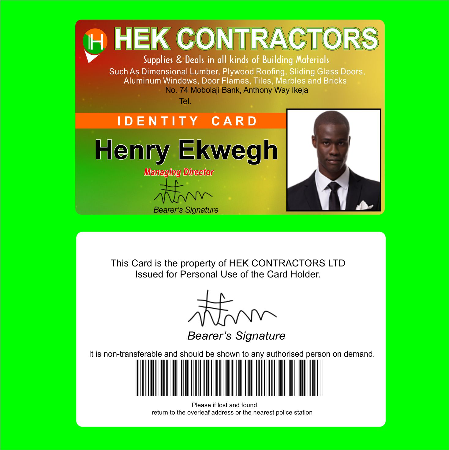 Identity Card Design Sample - High Quality, Affordable Graphics Designs