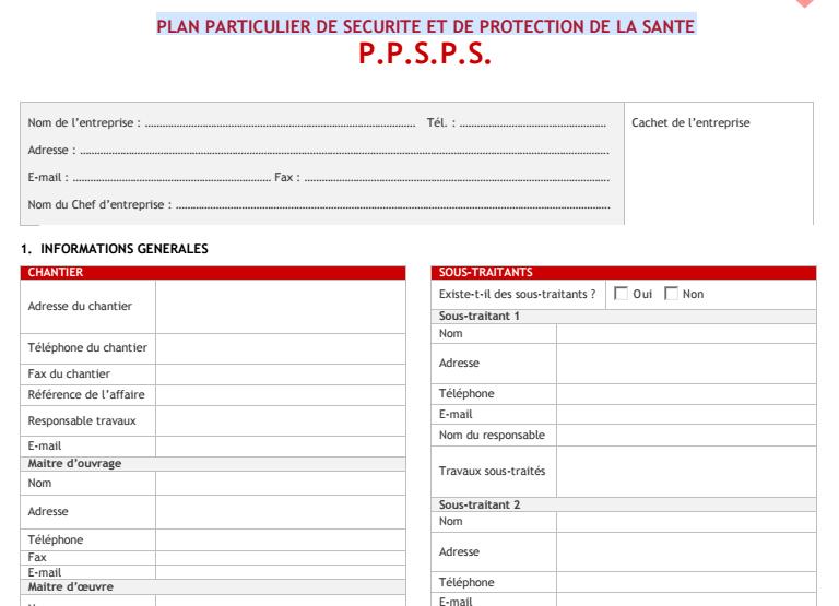 PPSPS modèle vièrge à télécharger