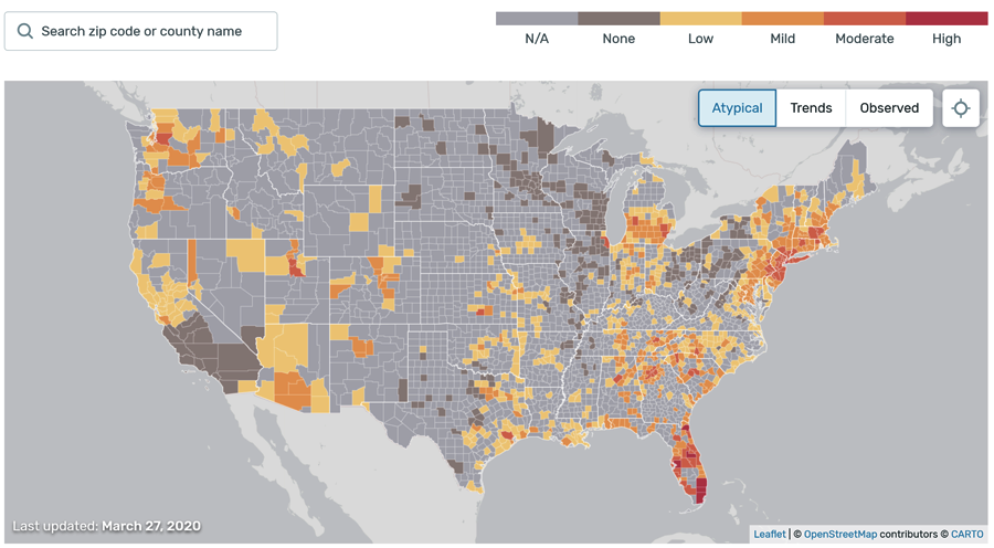 Kinsa fever map update: HudCo