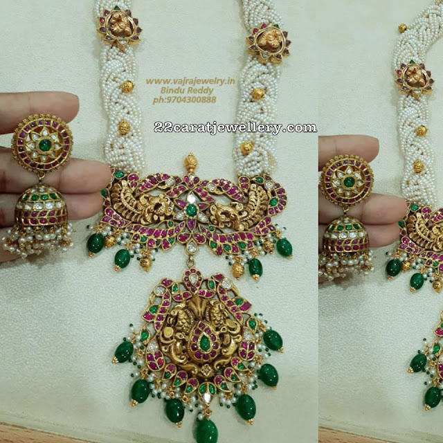 Pearls Long Chain with Two Step Kundan Locket - Jewellery Designs