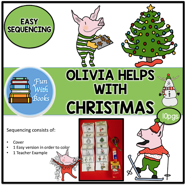 OLIVIA HELPS WITH CHRISTMAS EASY SEQUENCING ~ Book Units by Lynn