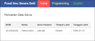 Source code Searchig dengan Php MySQL