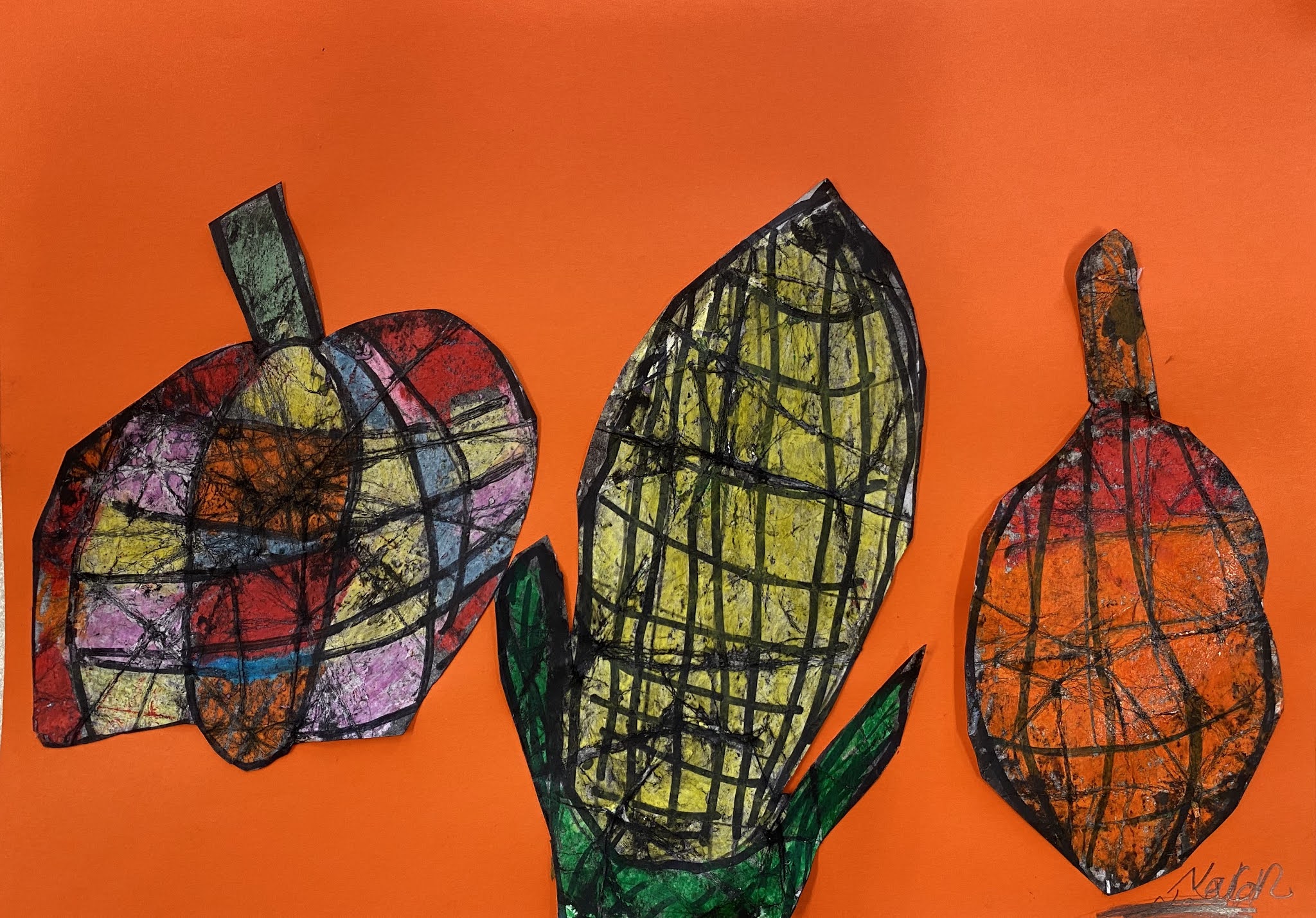 Art Room Britt: Mixed Media Batik Autumn Vegetable Patch