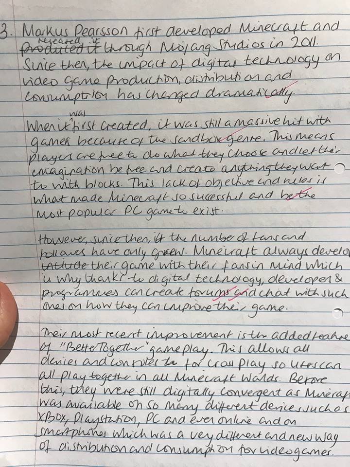 Minecraft Exam Answer Exemplar