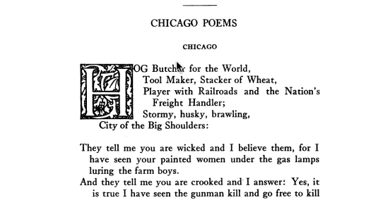 No Time for Poetry?: POTW - Carl Sandburg's Chicago (1914)