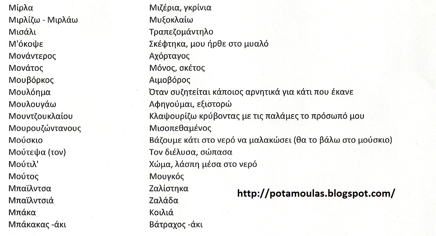 ΠΟΤΑΜΟΥΛΑ: ΑΚΟΛΟΥΘΕΙ ΤΟ ΓΡΑΜΜΑ "Μ" ΑΠΟ ΤΟ ΑΓΑΠΗΜΕΝΟ ΜΑΣ ΛΕΞΙΚΟ