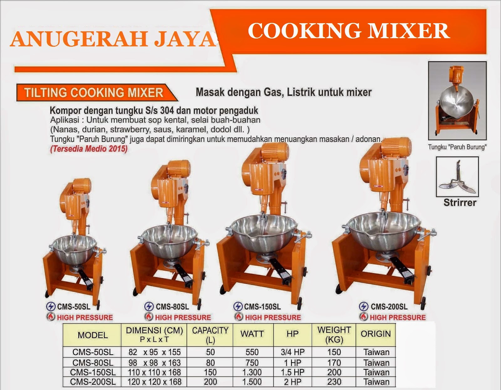 ANUGERAH JAYA MACHINERY: COOKING MIXER (MESIN PENGADUK ADONAN KENTAL)