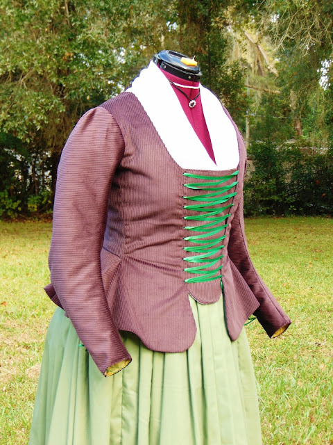 The Antique Sewist: 1780s Casaquin Jacket in Plum Corded Velvet