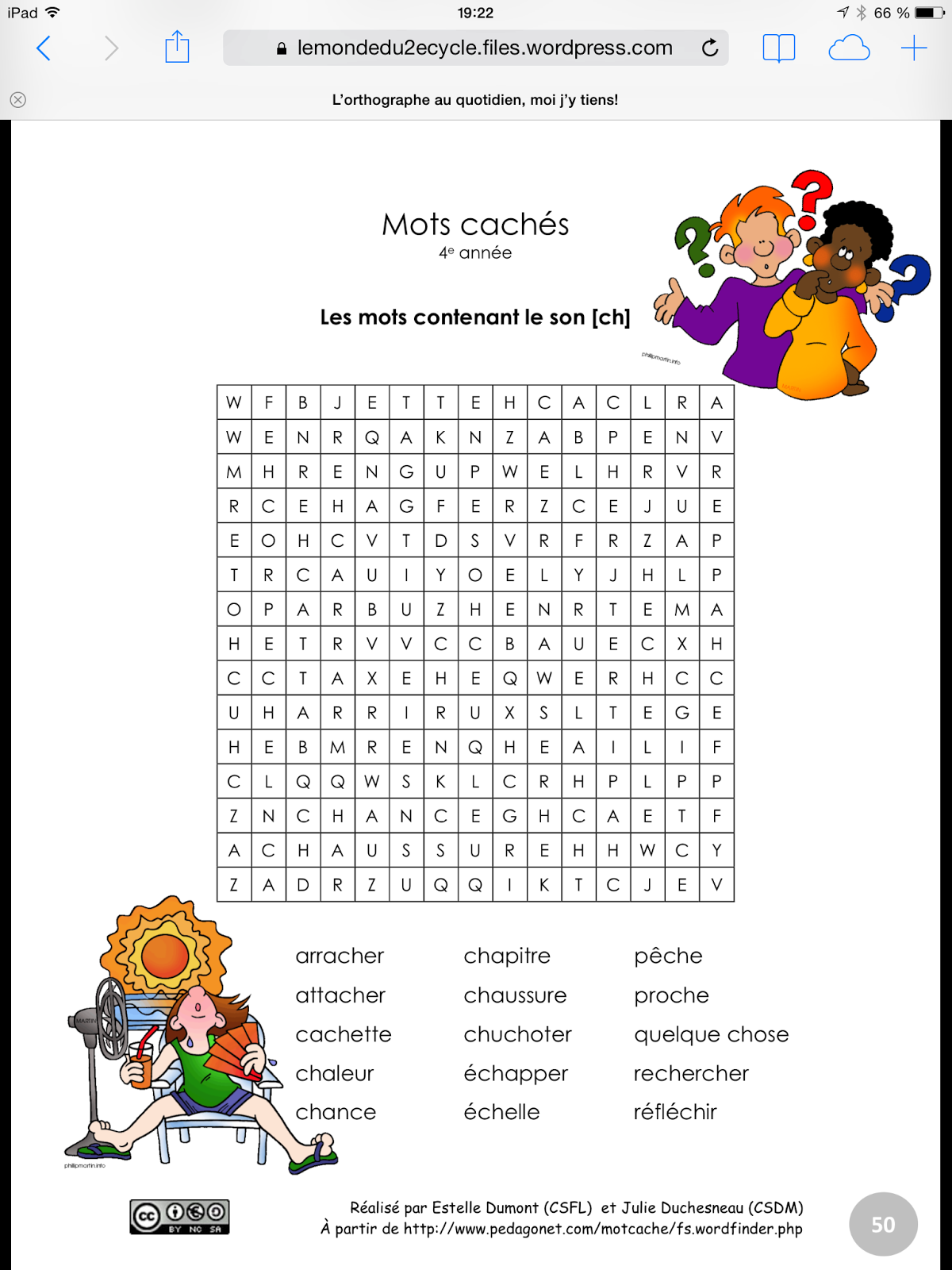 Bienvenue en 4e année: mots cachés