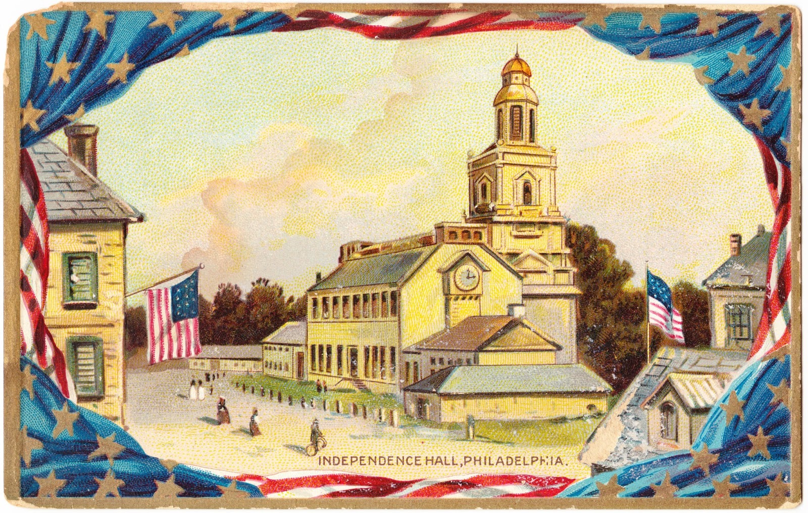 Papergreat: Vintage Independence Hall postcard for Independence Day