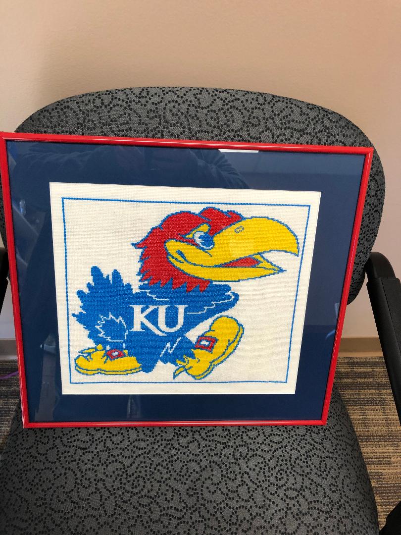 EASY PATTERNS: University of Kansas Jayhawks cross-stitch pattern
