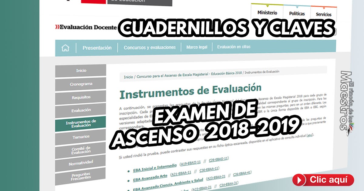 EVALUACIÓN DOCENTE: Cuadernillos y Claves de examen de Ascenso Magisterial [2018-2019] ~ EL ...