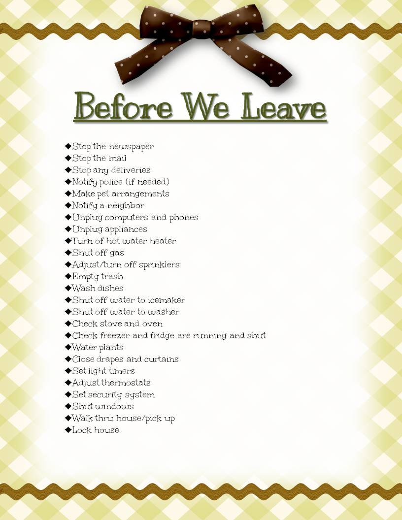 Digital Scrapbooking Made Easy: Before We Leave Checklist