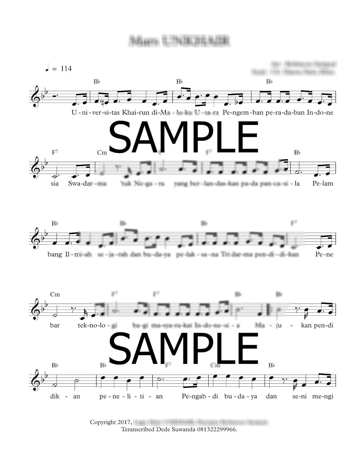 Contoh Hasil Pesanan Menulis Partitur Not Balok Lagu Mars - Jasa ...