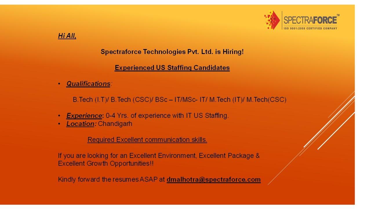 Spectraforce Technologies hiring for the EXPERIENCE ~ Jobs Information ...