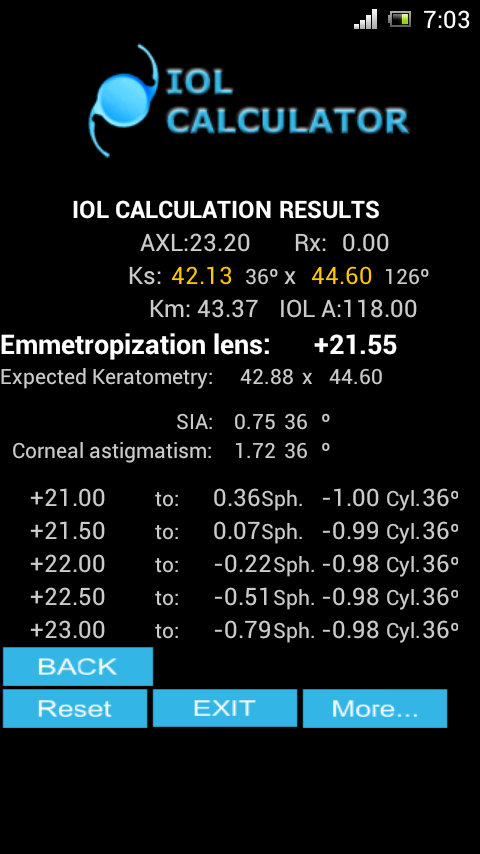 Recursos optométricos: IOL CALCULATOR