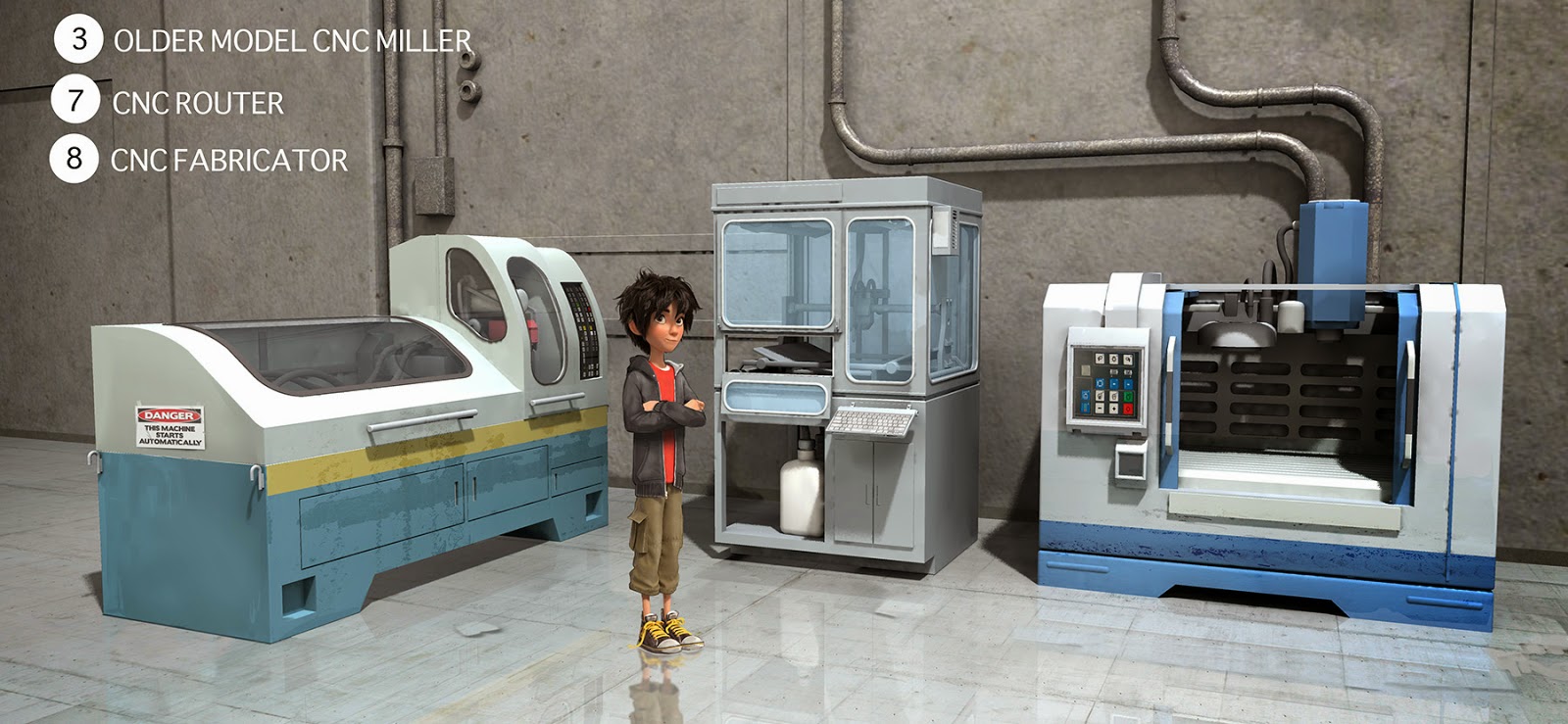 Jim Martin Concept Art: Hiro's Tech Lab Machines "Big Hero 6"