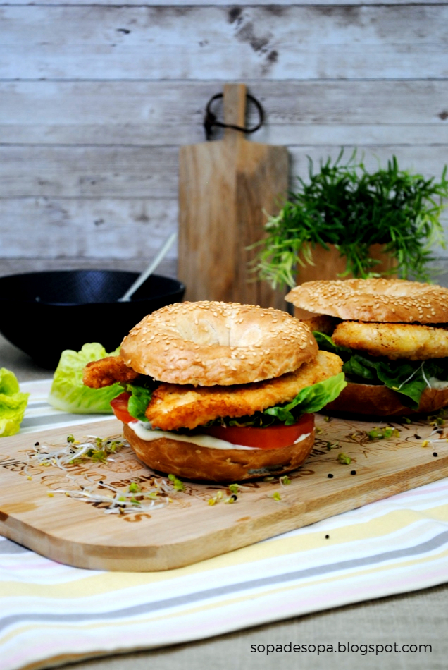 Sopa de Sopa : Bagel con Pollo crujiente