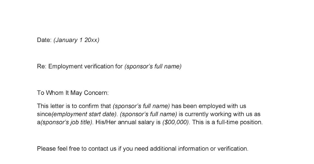 Voe Letter Template ~ Resume Letter