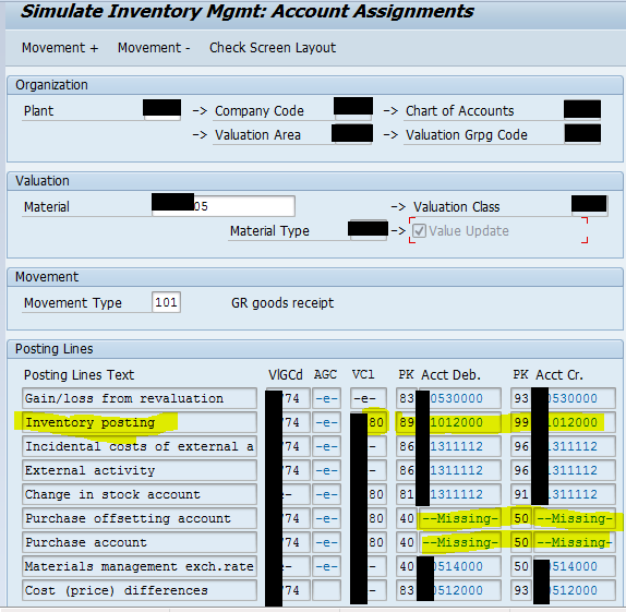 MM-FI integration: Account determination simulator | SAP Online Guides