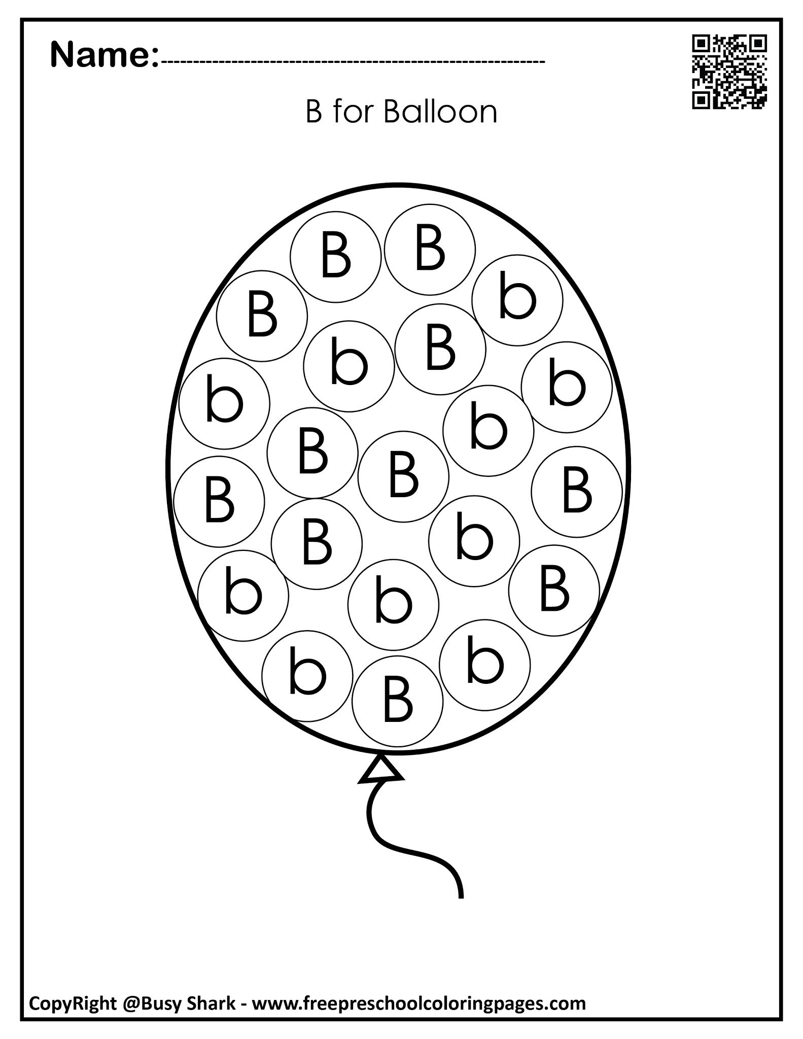 Set of Letter B "10 free Dot Markers coloring pages"