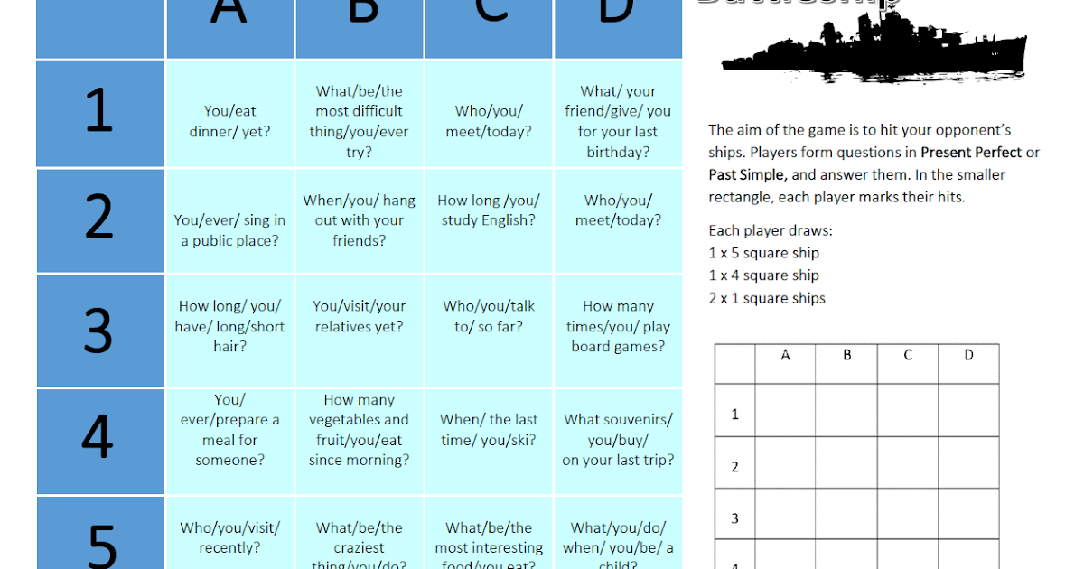 Past Simple vs. Present Perfect Battleship game