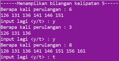 Contoh program C++ Perulangan While dan Do while Kelipatan 5 Dengan Inputan - TeachMeSoft