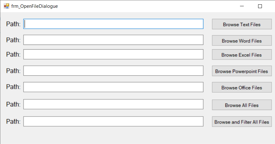 F2 Studio: How to open different types of files using OpenFileDialog in c#