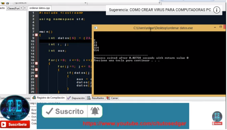 Tutos Edgar Ordenar Datos De Un Array O Matriz En C