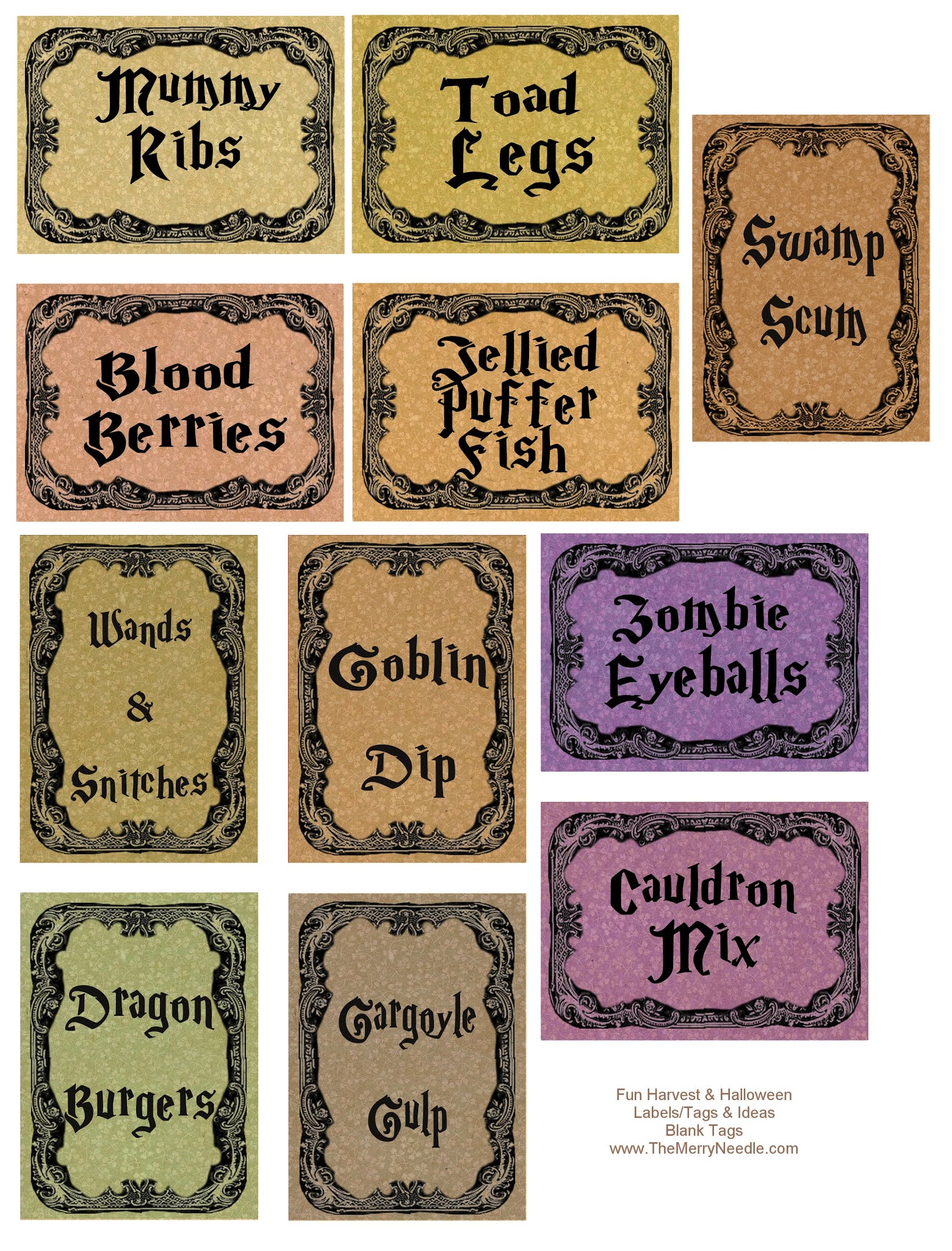 The Merry Needle: Free Printable Hallowe'en Fun Food Labels