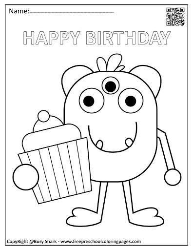 Happy birthday monsters coloring pages