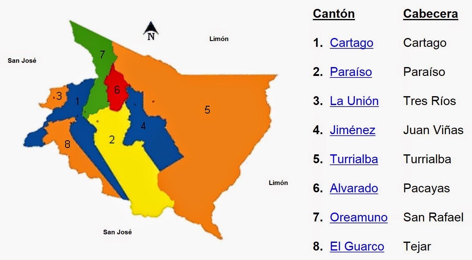 MAPAS DE: Cartago. Provincia N° 3 de Costa Rica