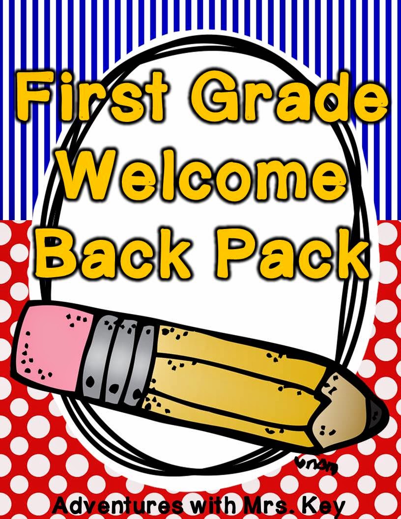 Adventures with Mrs. Key: First Grade Welcome Back Pack