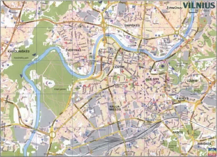 Map of Vilnius, Lithuania
