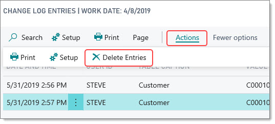 Steve Endow - The Blog: Business Central: Change Log feature