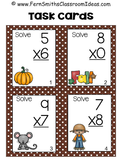 Fall Multiplication and Division Task Cards and Printables - Fern Smith ...